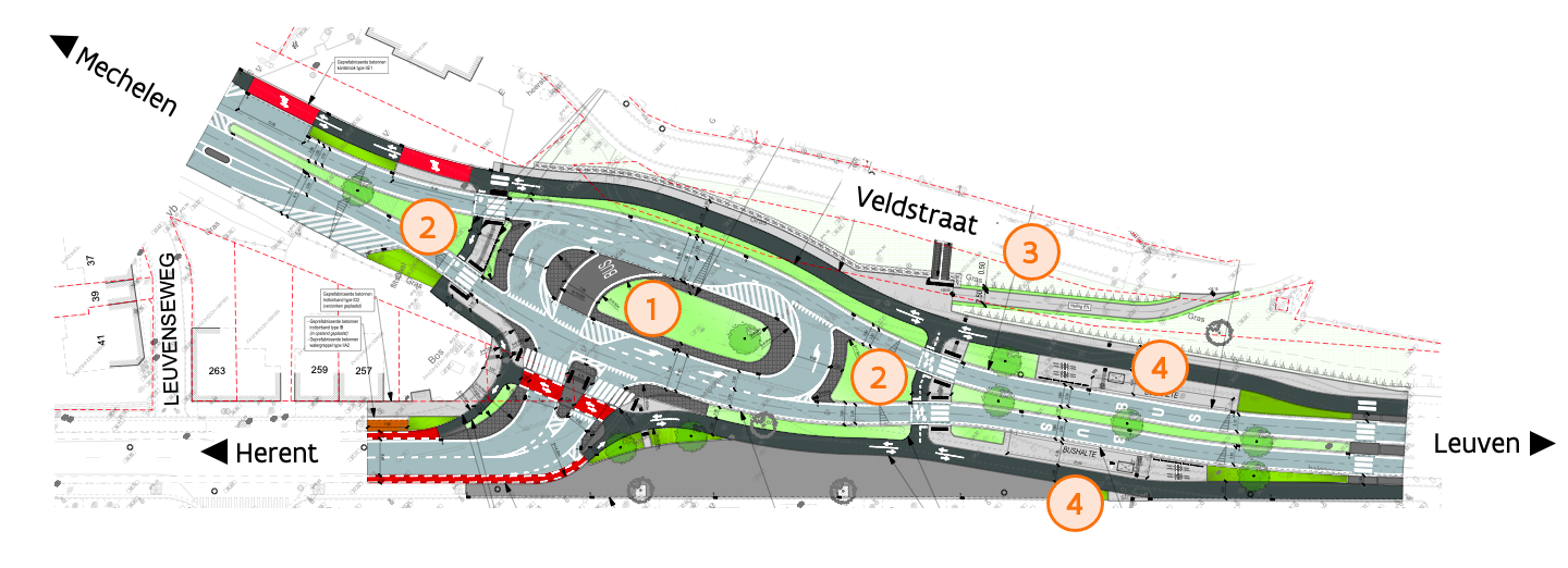 Aanleg keerpunt op kruising Omleiding met Mechelsesteenweg | Wegen en verkeer